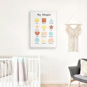 Geometric Shapes Printable, Montessori Nursery Wall Art, Homeschool ...
