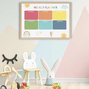 Colorful Kids Weekly Planner, Rainbow Daily Calendar, Cute Homeschool ...