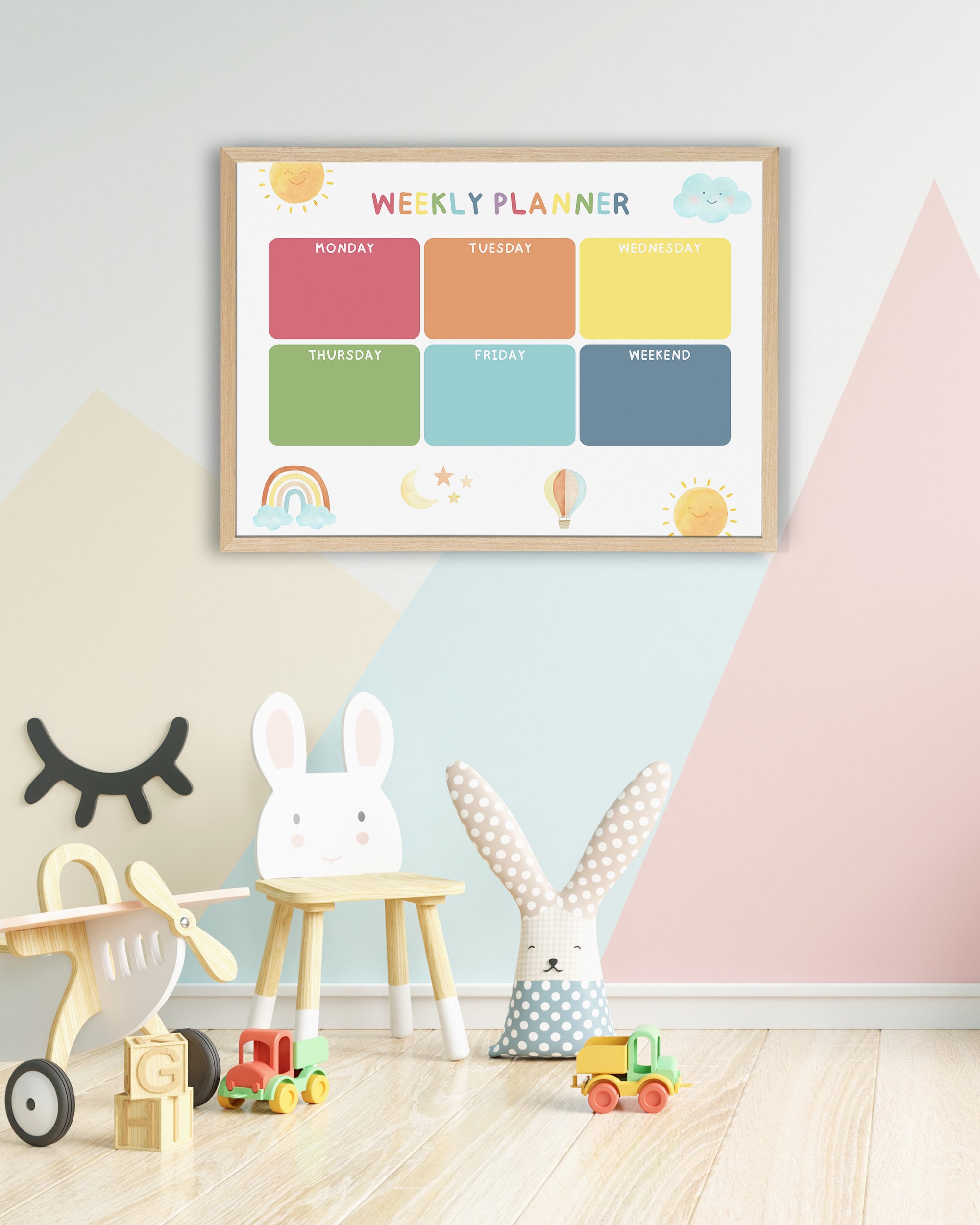 Colorful Kids Weekly Planner, Rainbow Daily Calendar, Cute Homeschool ...