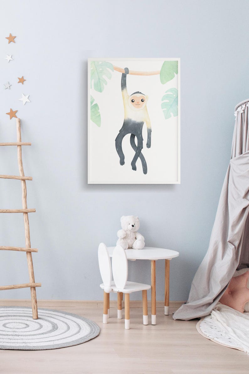 Capuchin Monkey Print, Jungle Animals Nursery Decor, Amazon Rainforest ...