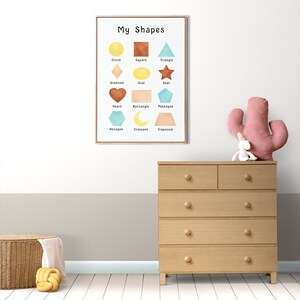 Geometric Shapes Printable, Montessori Nursery Wall Art, Homeschool ...