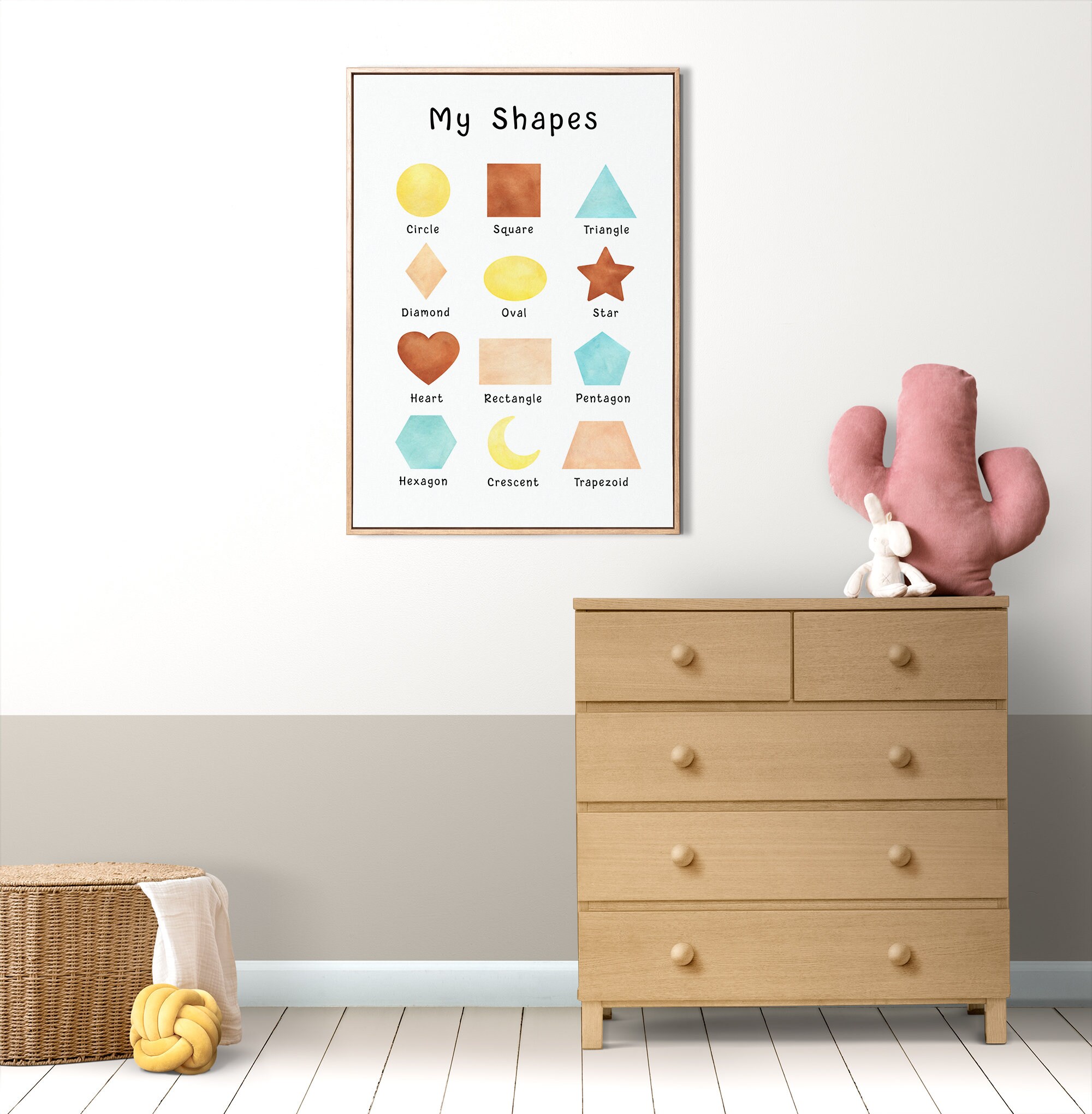 Geometric Shapes Printable, Montessori Nursery Wall Art, Homeschool ...