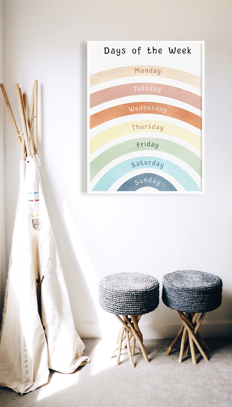 Rainbow Days of the Week Poster, Printable Educational Wall Art ...