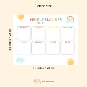 Rainbow Kids Weekly Calendar, Colorful Daily Planner, Homeschool ...