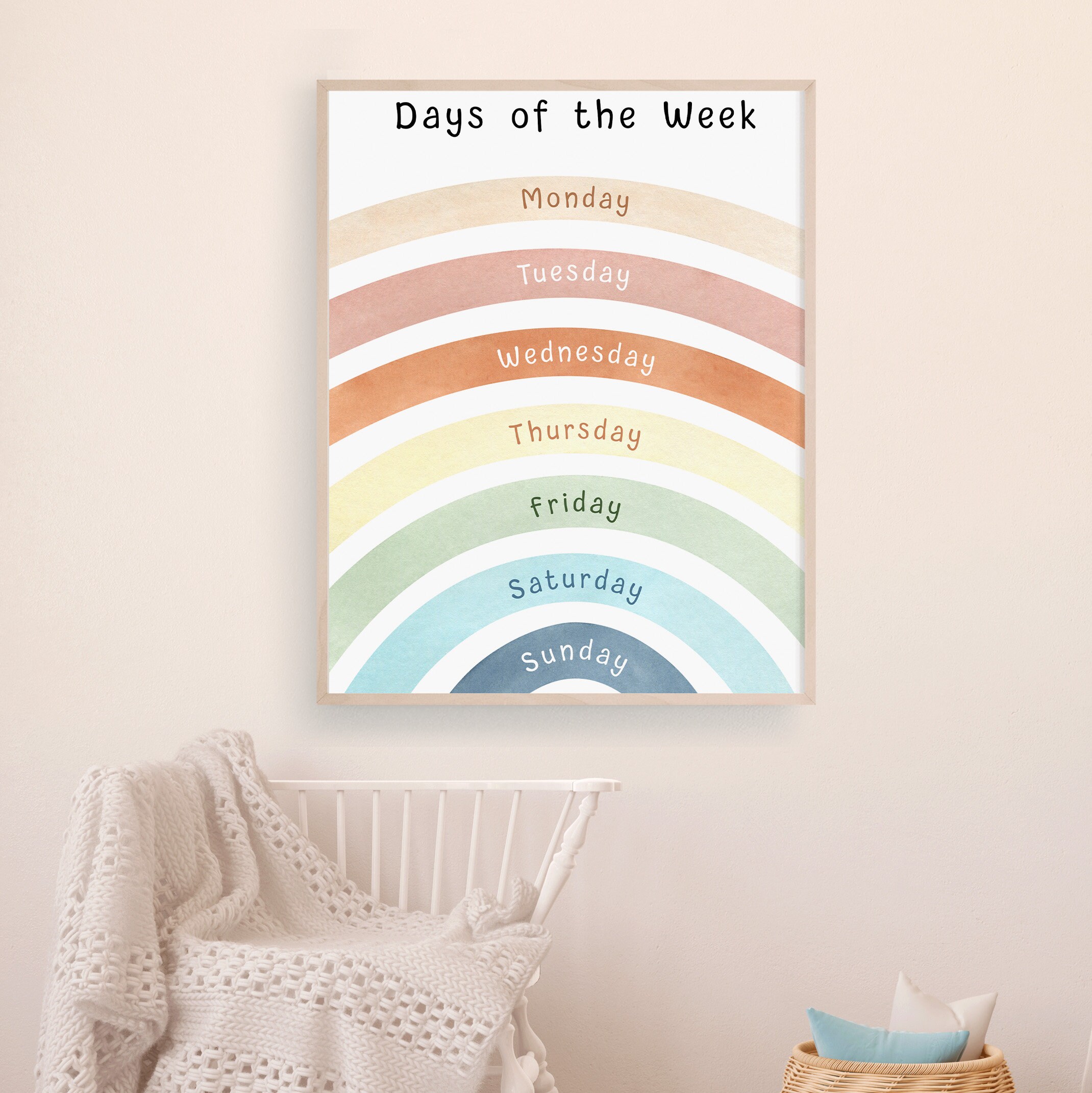 Rainbow Days of the Week Poster, Printable Educational Wall Art ...