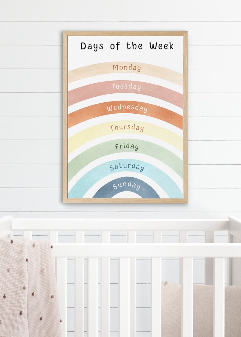 Rainbow Days of the Week Poster, Printable Educational Wall Art ...