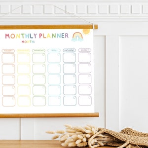 Rainbow Kids Monthly Calendar, Colorful Daily Planner, Homeschool ...