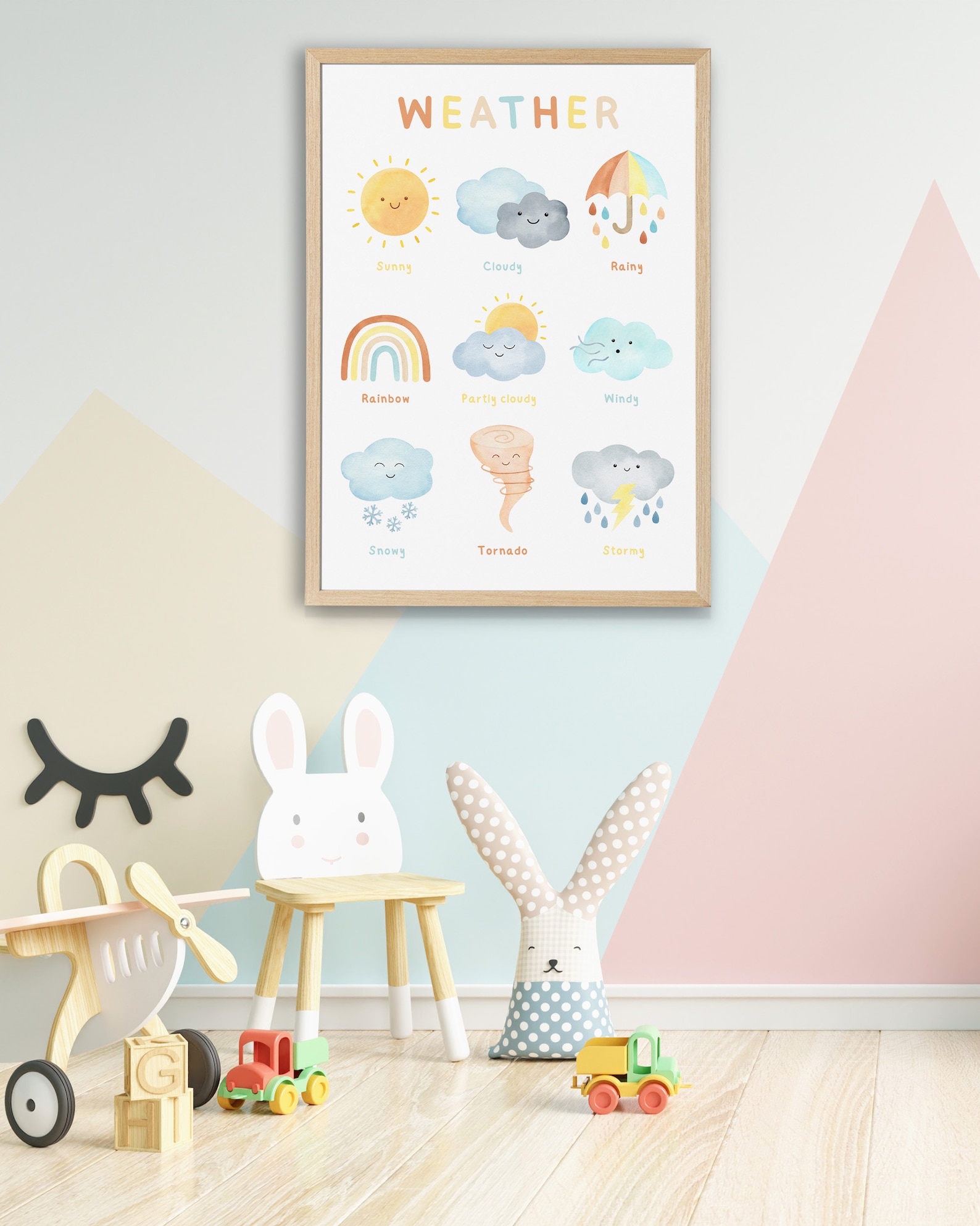 Watercolor Weather Poster, Montessori Nursery Wall Art, Educational ...