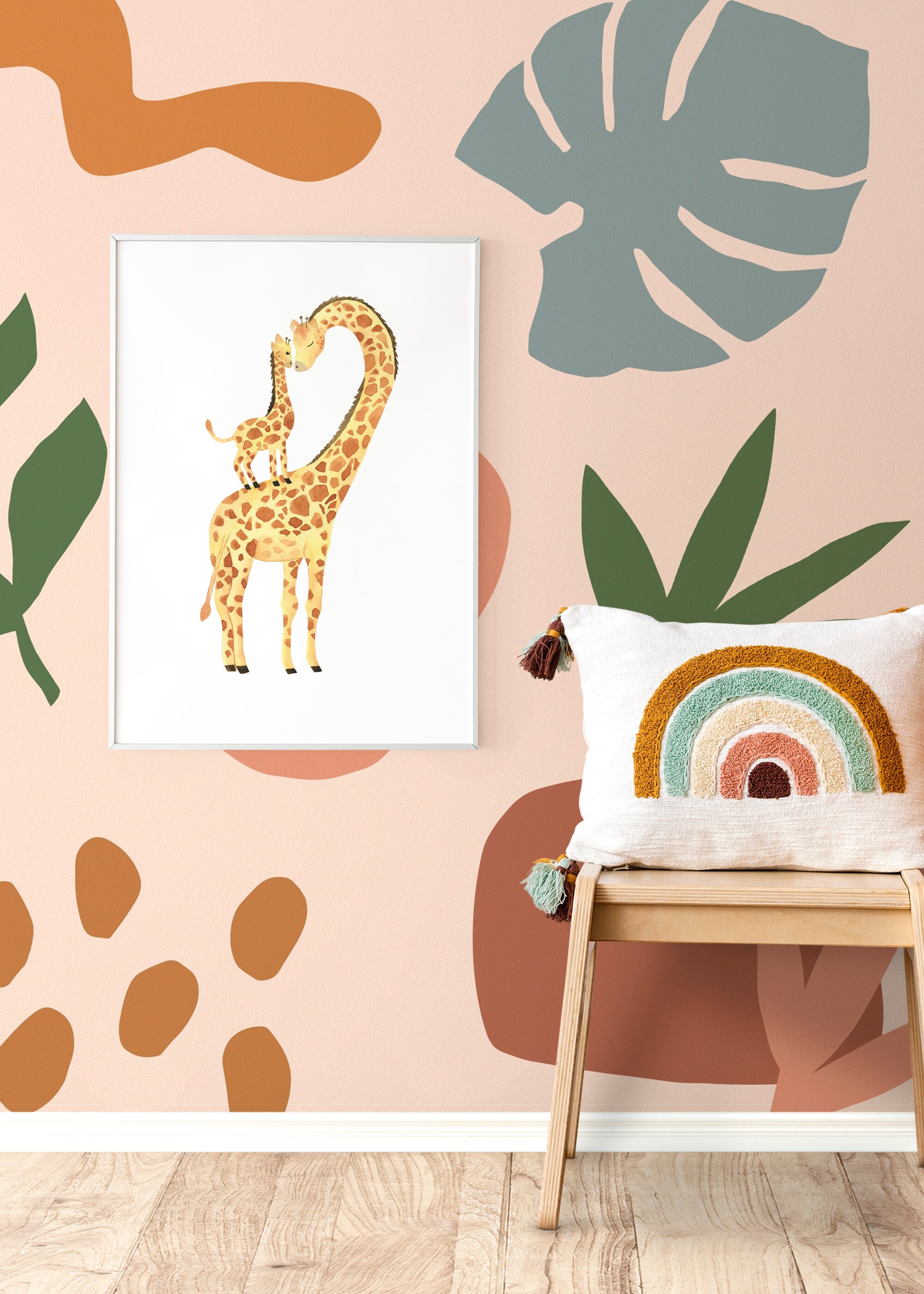 Mama und Baby Giraffe Druck, Aquarell Kinderzimmer Dekor, Safari Tiere ...