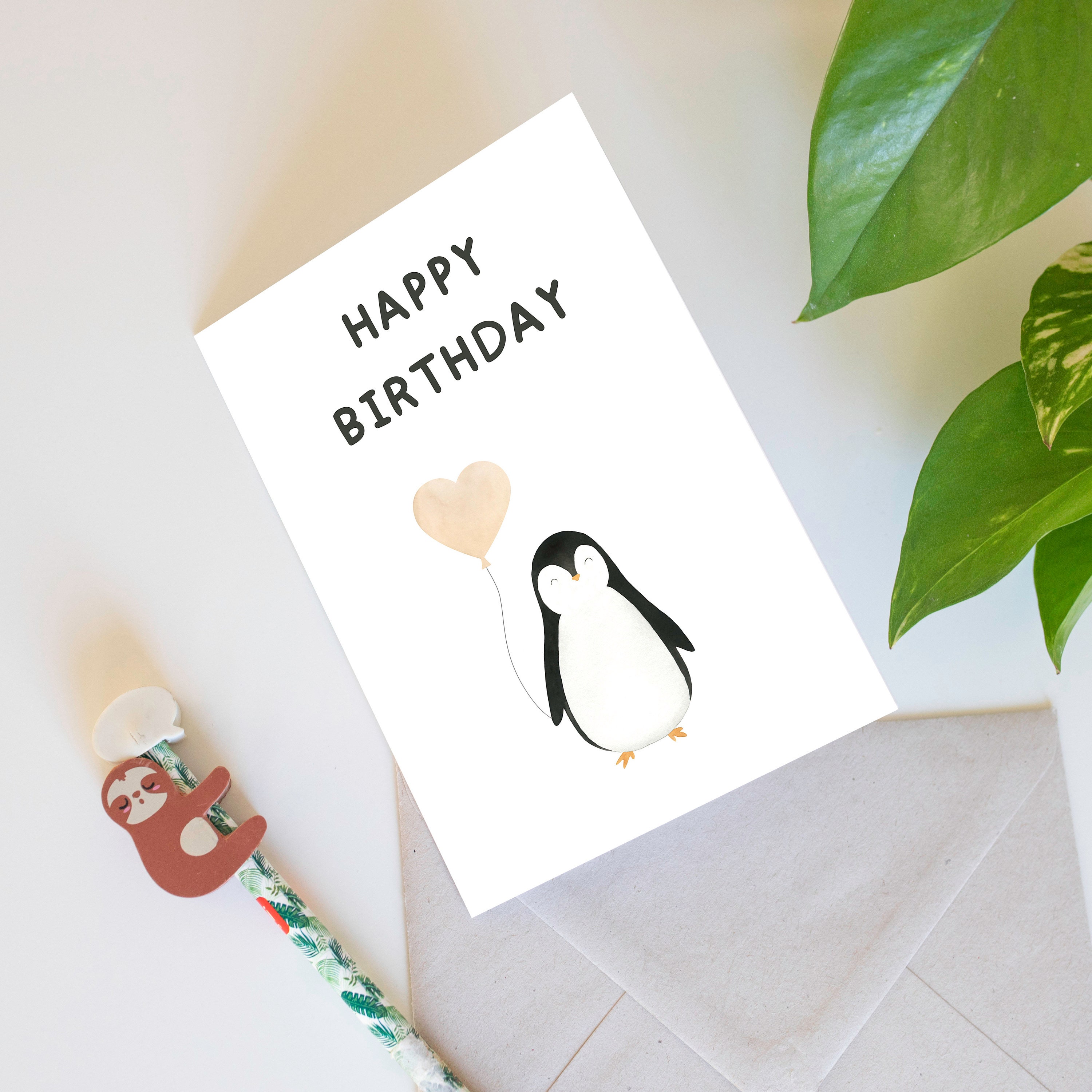 Baby Penguin Birthday Card Printable Happy Birthday Gift - Etsy