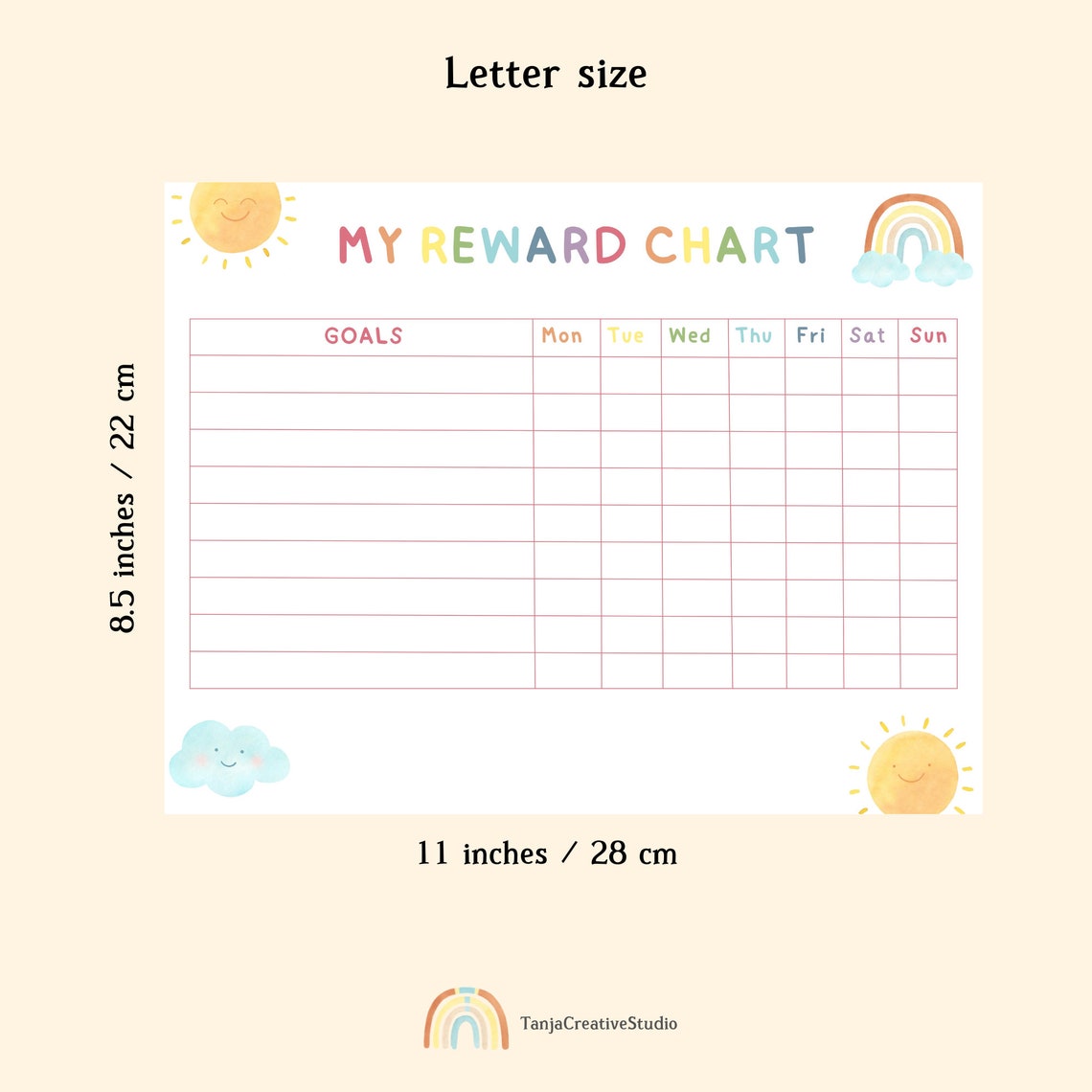 Printable Reward Chart, Toddler Routine Sticker Chart, Rainbow Reward ...