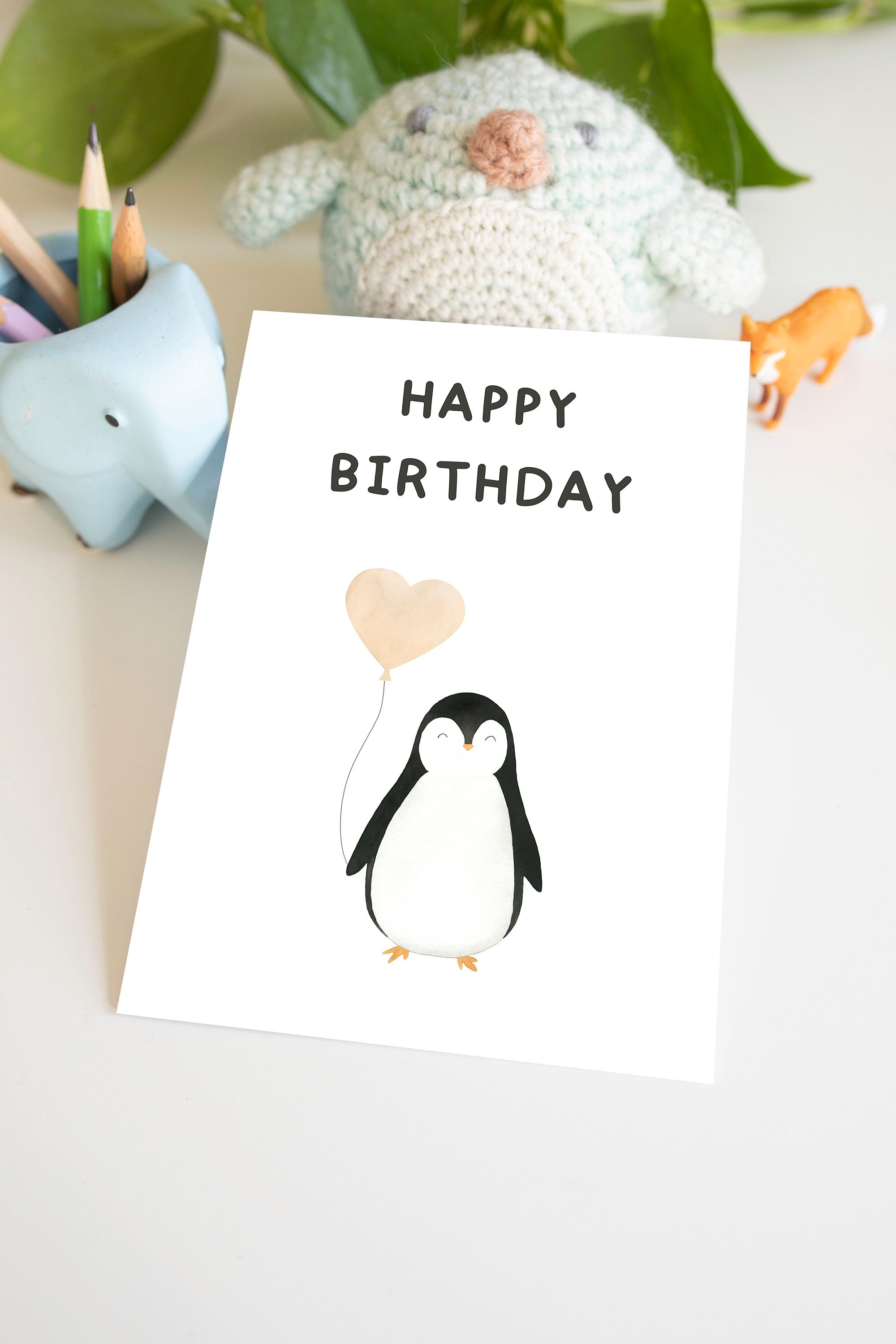 Baby Penguin Birthday Card Printable Happy Birthday Gift - Etsy