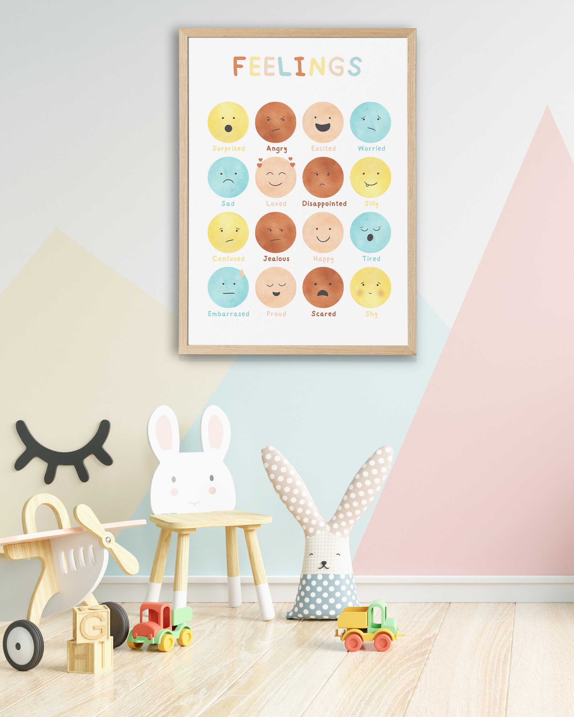 Feelings Printable, Kids Educational Wall Art, Rainbow Emotions Chart ...