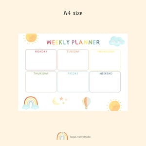 Rainbow Kids Weekly Calendar, Colorful Daily Planner, Homeschool ...