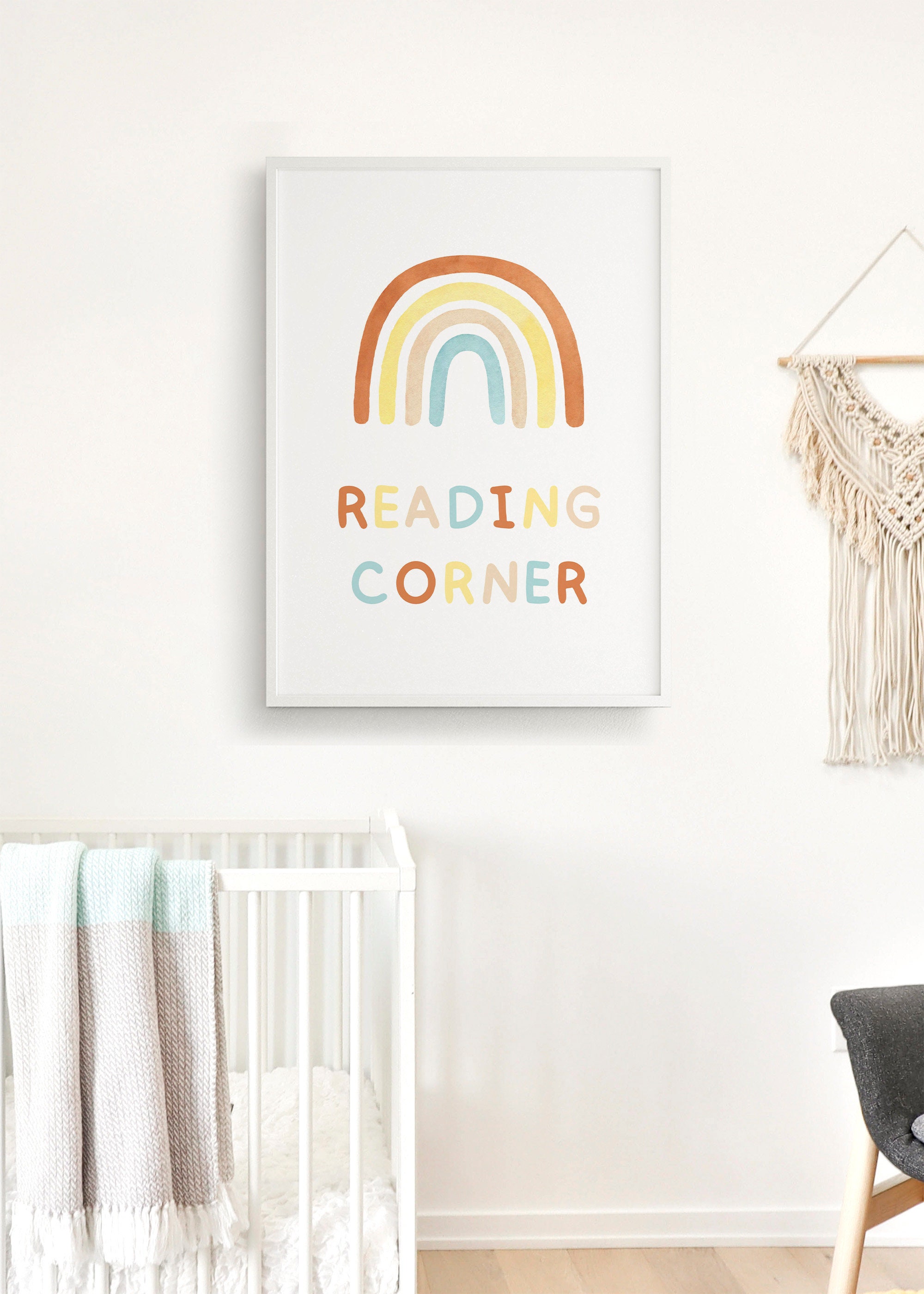 Rainbow Reading Corner Sign Watercolor Printable Wall Art - Etsy