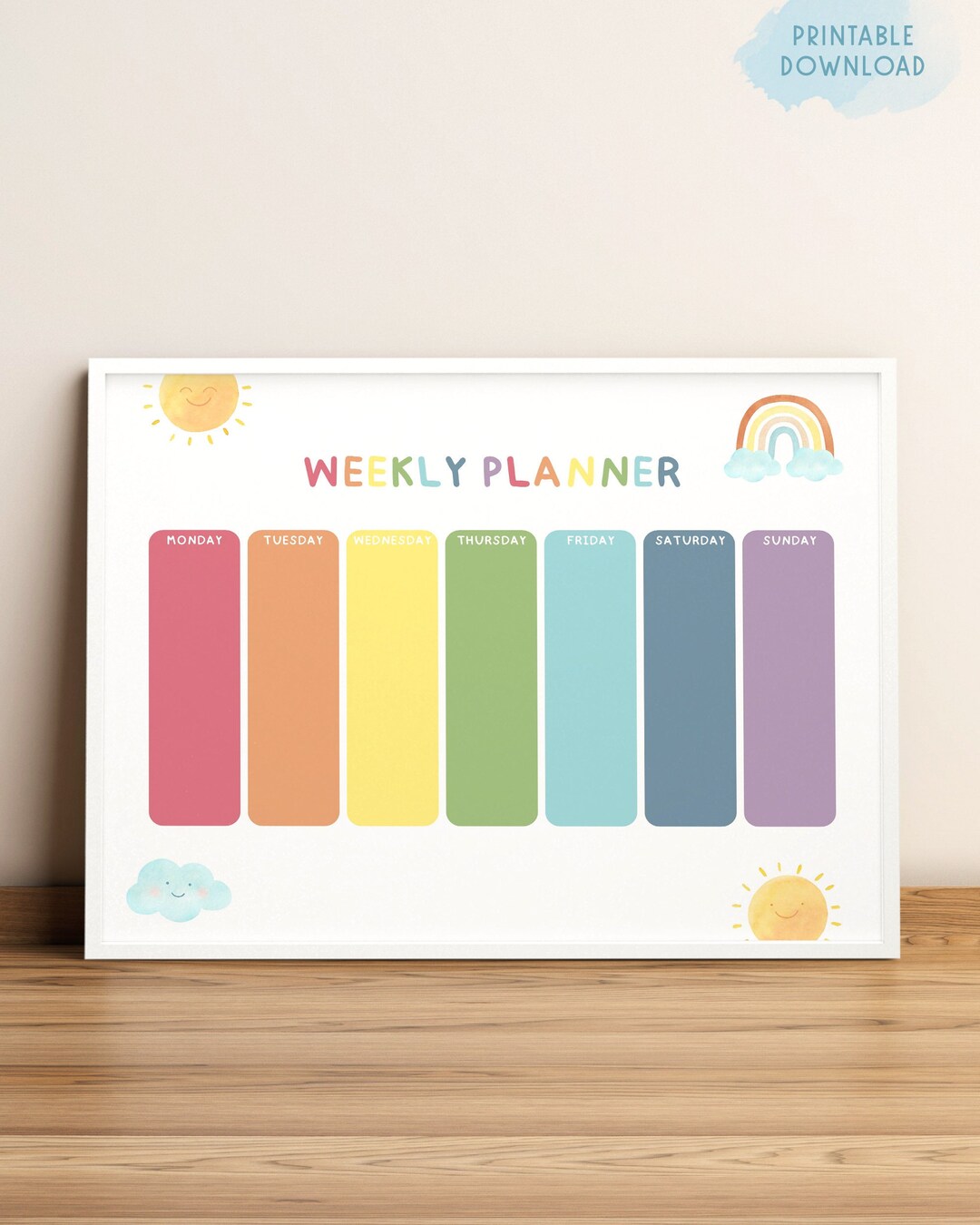Colorful Weekly Planner for Kids, School Routine Chart, Homeschool ...