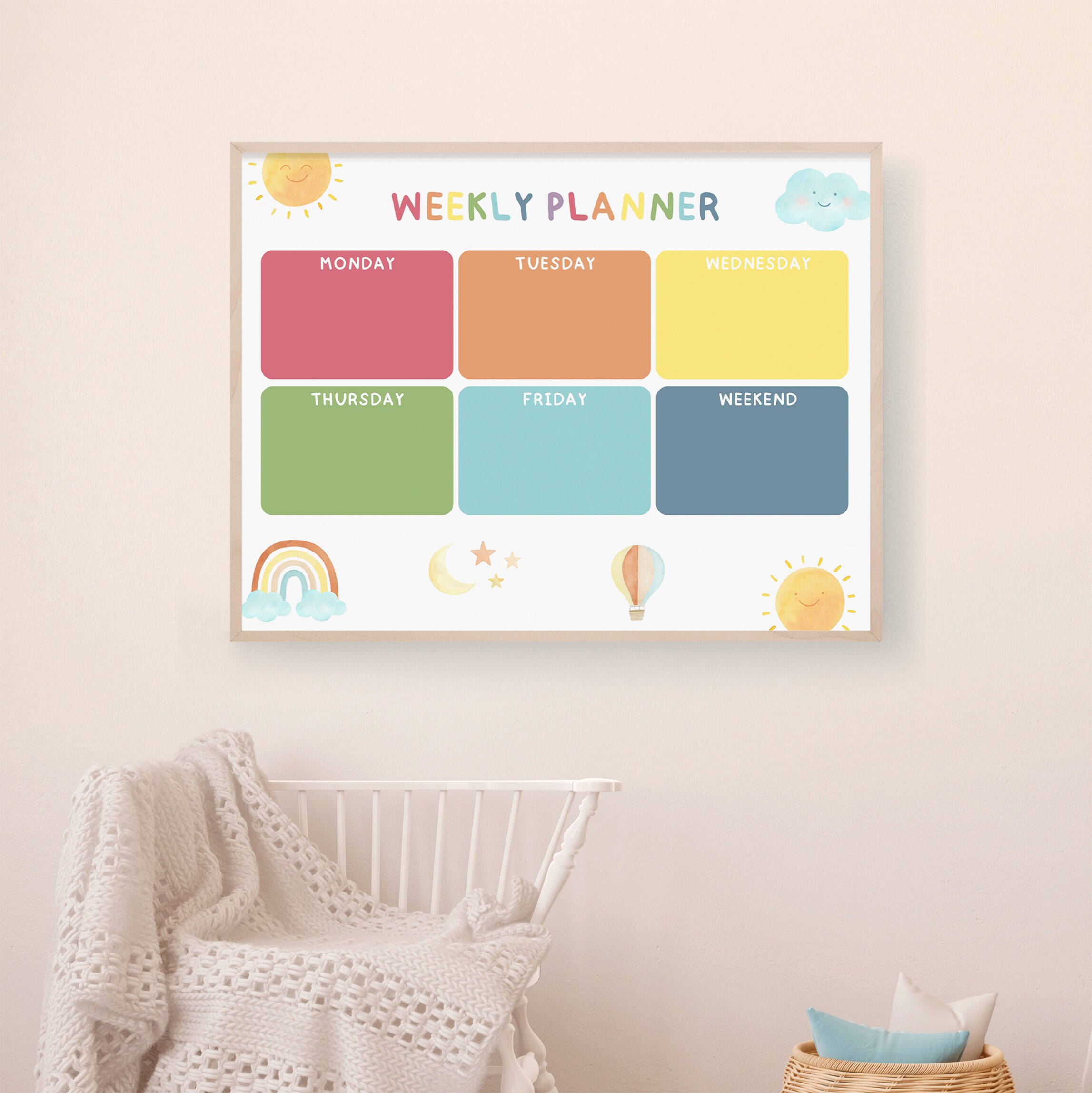 Colorful Kids Weekly Planner, Rainbow Daily Calendar, Cute Homeschool ...