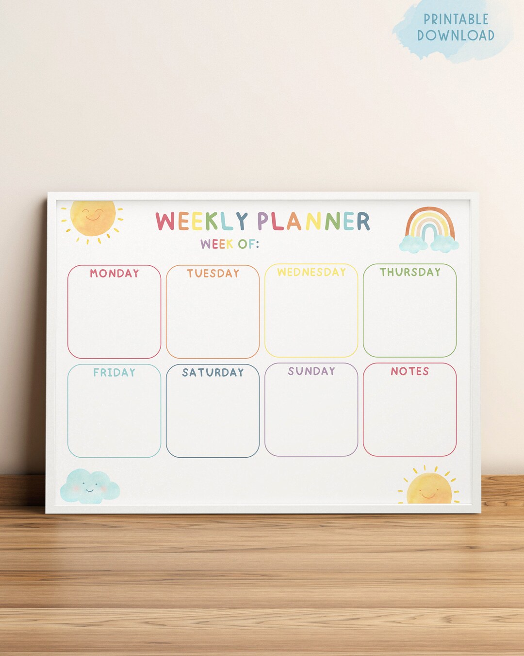 Colorful Daily Planner, Rainbow Kids Weekly Calendar, Homeschool ...
