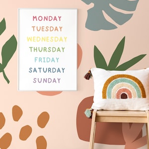 Rainbow Days of the Week Poster, Printable Educational Wall Art ...