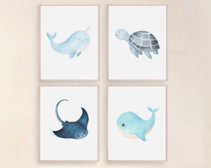 Sea Animals Prints, Under the Sea Nursery Decor, Ocean Animals ...