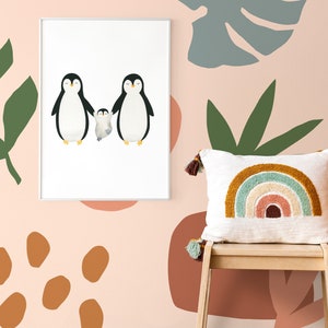 Penguin Family Nursery Printable, Kids Neutral Wall Art, Cute ...