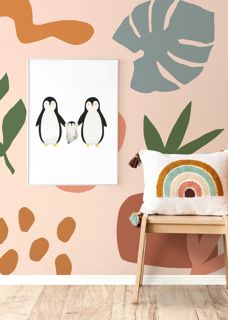 Penguin Family Nursery Printable Kids Neutral Wall Art Cute - Etsy