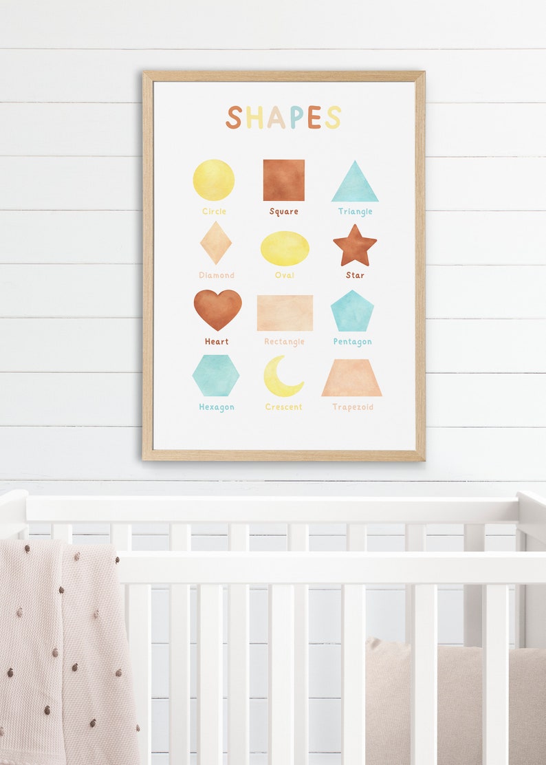 Geometric Shapes Print, Montessori Nursery Wall Art, Homeschool ...