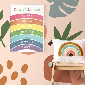 Rainbow Days of the Week Poster, Printable Educational Wall Art ...