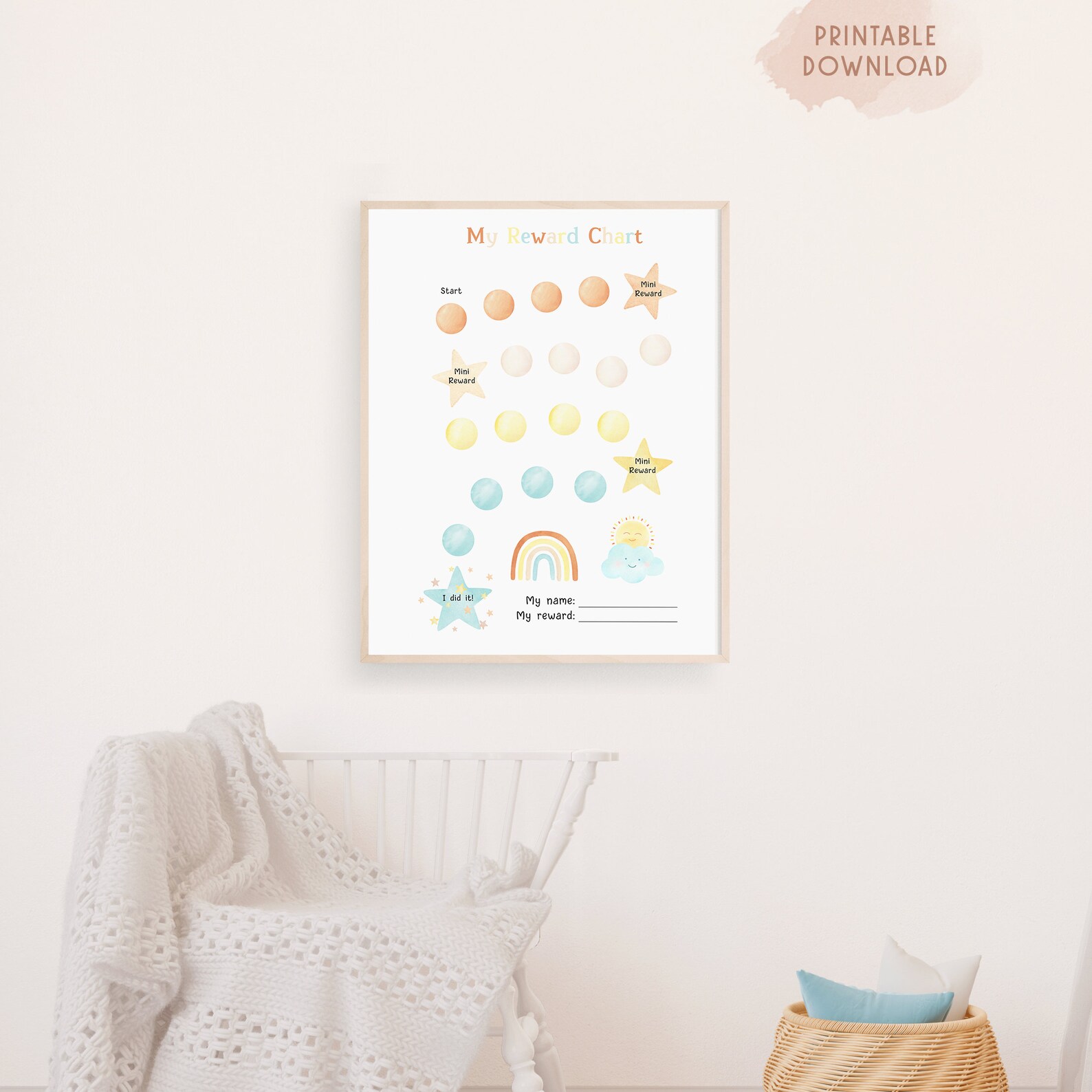 My Reward Chart Printable, Toddler Routine Sticker Chart, Rainbow ...