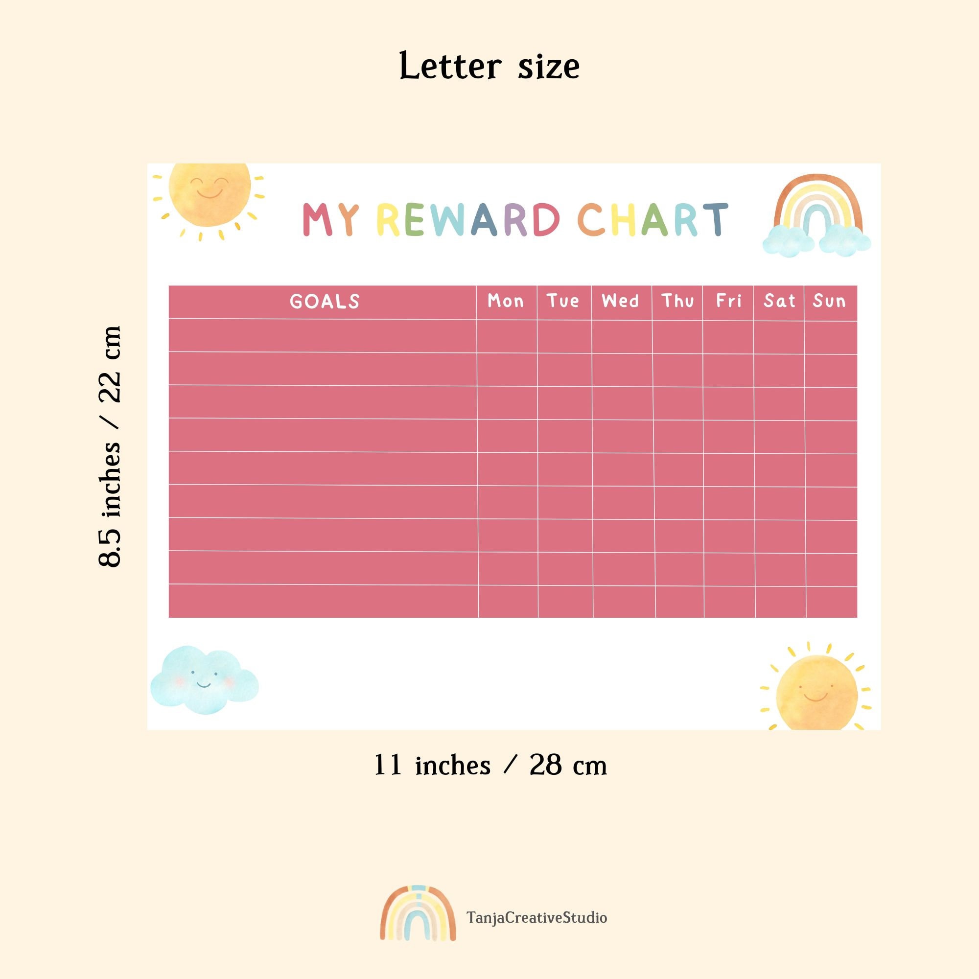 My Reward Chart Printable, Toddler Routine Colorful Chart, Rainbow ...