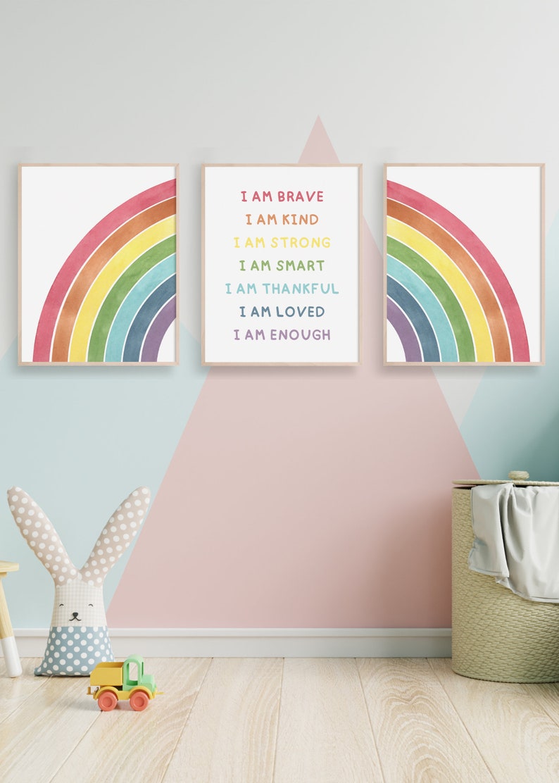 Rainbow Affirmations Set of 3, Motivational Classroom Decor, Calm ...