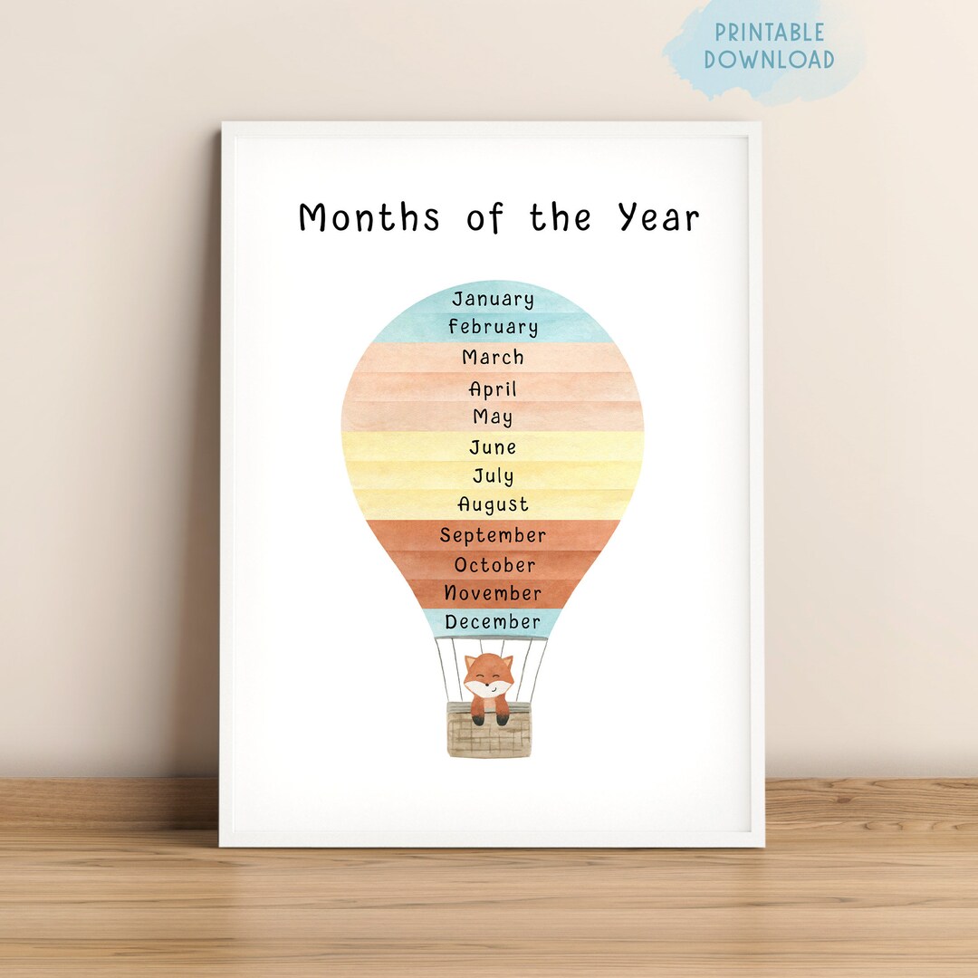 Months of the Year Printable Poster, Montessori Learning, Educational ...