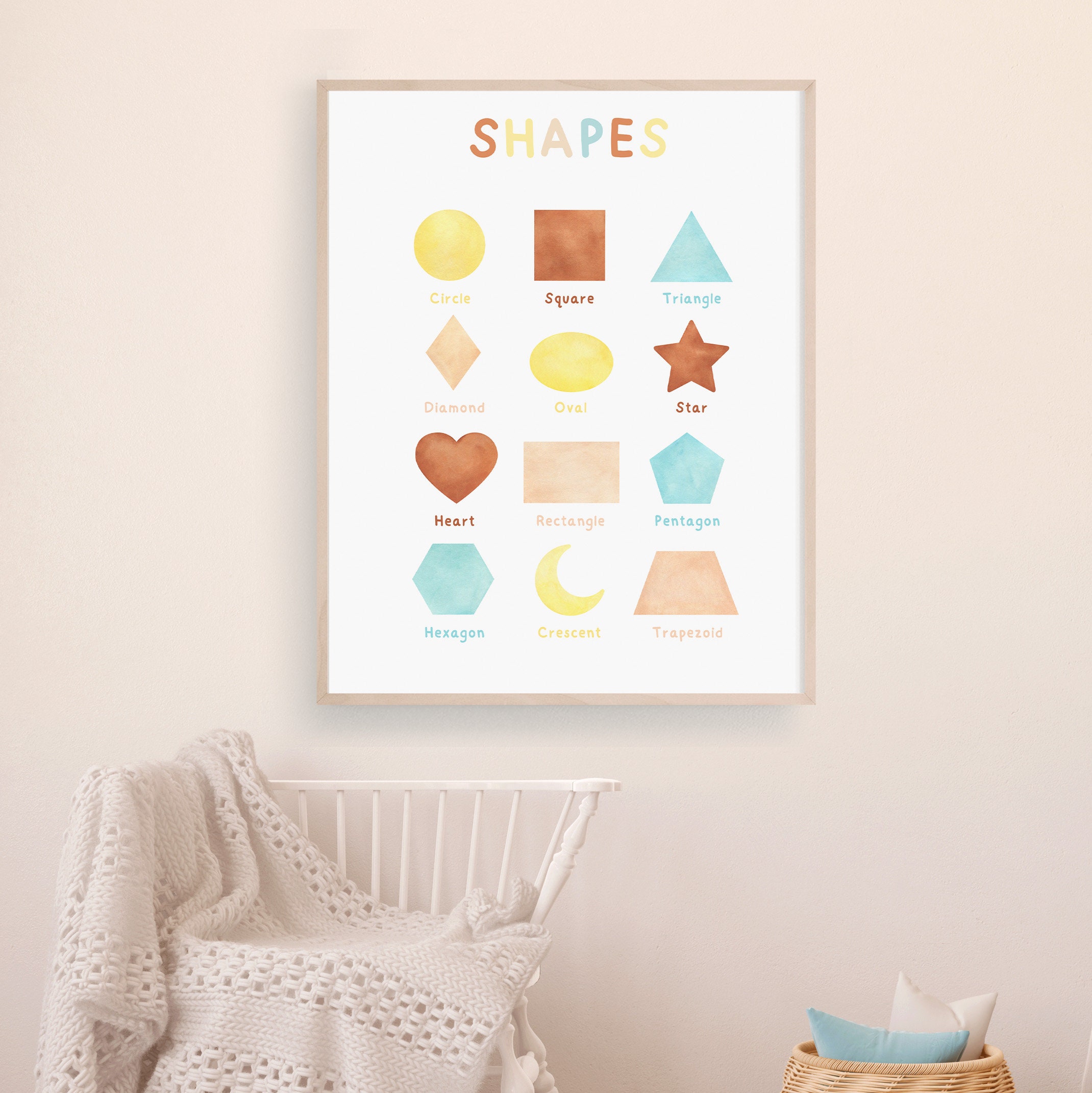 Geometric Shapes Print, Montessori Nursery Wall Art, Homeschool ...