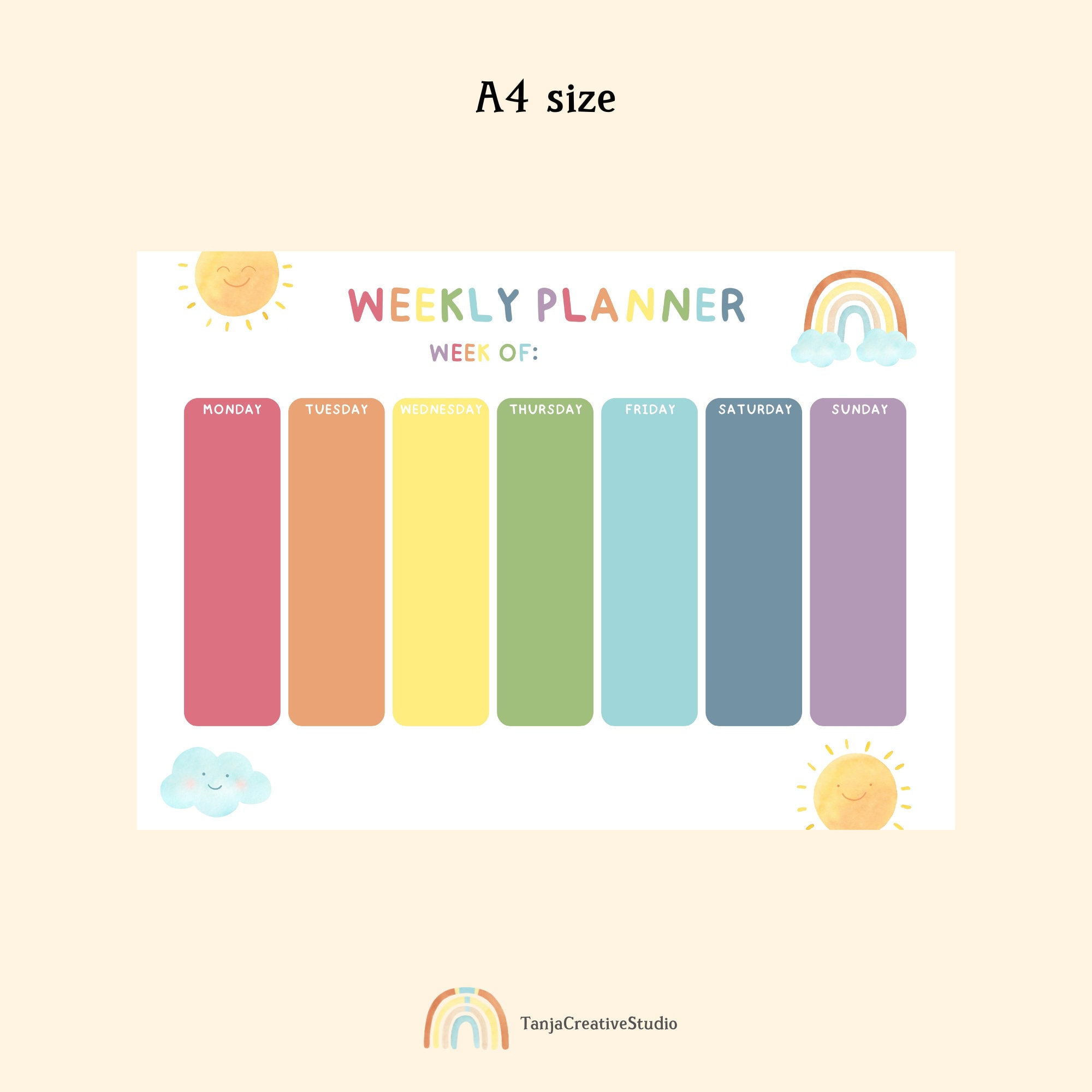 Weekly Planner for Kids, School Routine Chart, Colorful Homeschool ...