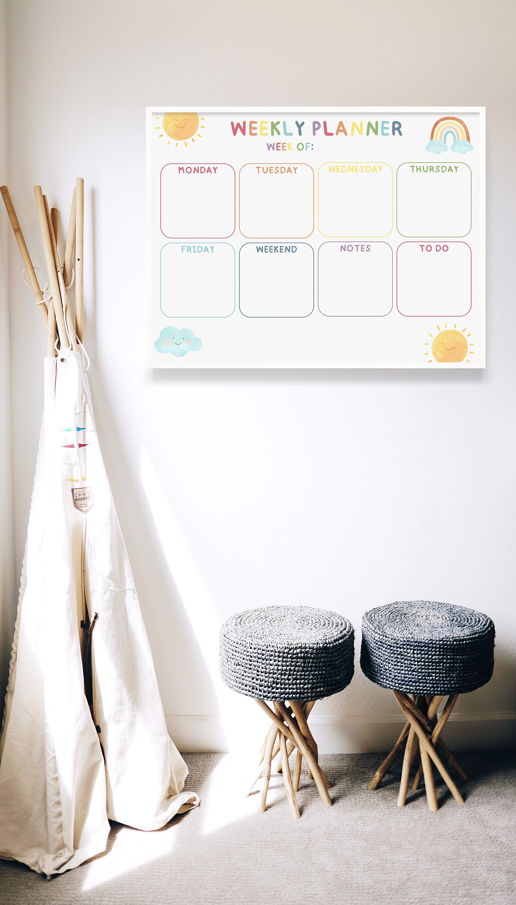 Rainbow Kids Weekly Calendar, Colorful Daily Planner, Homeschool ...