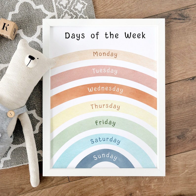 Rainbow Days of the Week Poster, Printable Educational Wall Art ...