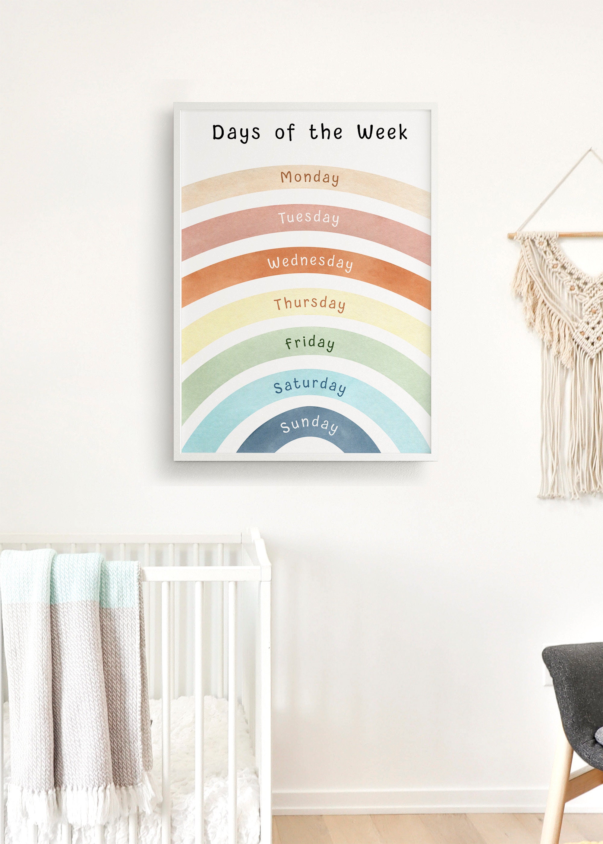 Rainbow Days of the Week Poster, Printable Educational Wall Art ...