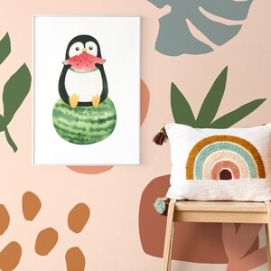 Watermelon Baby Penguin Nursery Printable, Kids Neutral Wall Art, Cute ...