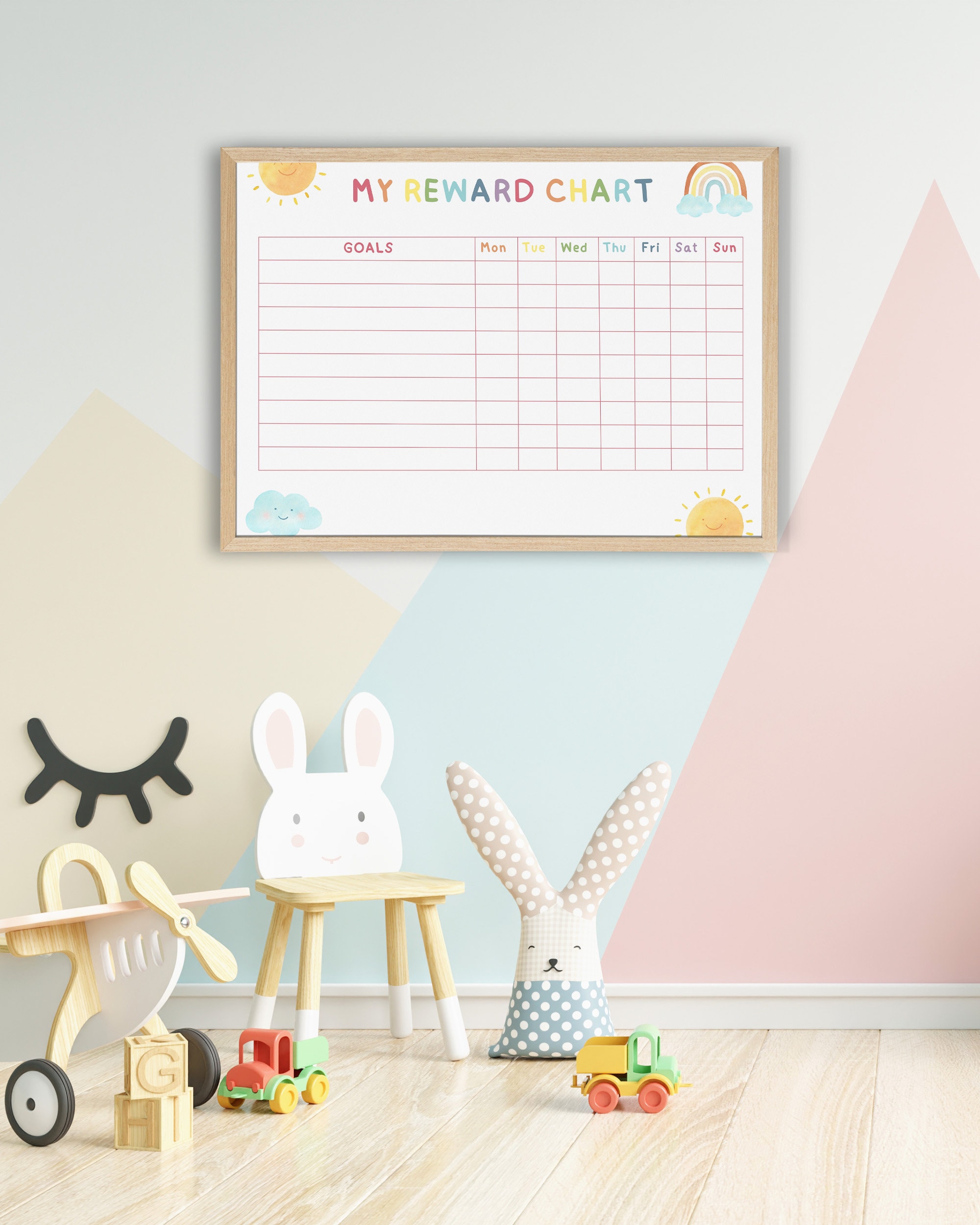 Printable Reward Chart, Toddler Routine Sticker Chart, Rainbow Reward ...