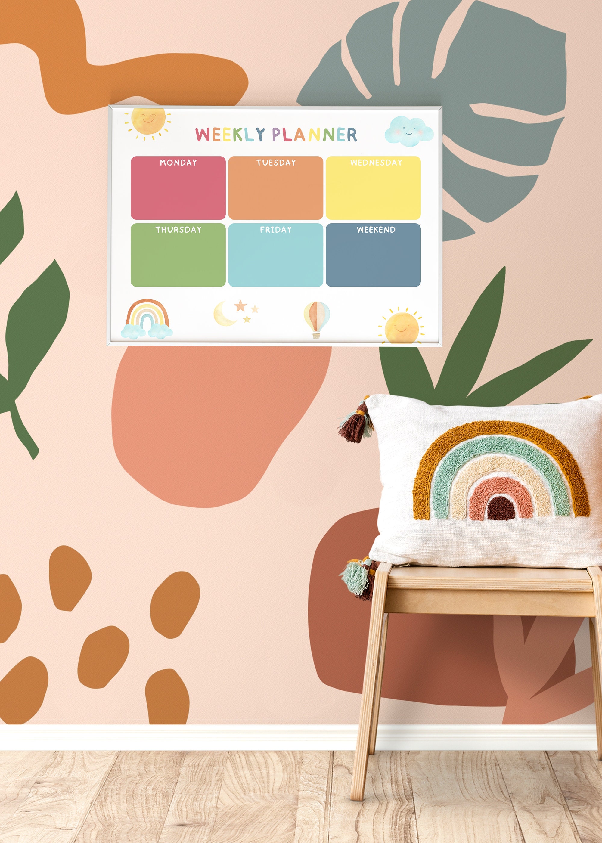 Colorful Kids Weekly Planner, Rainbow Daily Calendar, Cute Homeschool ...