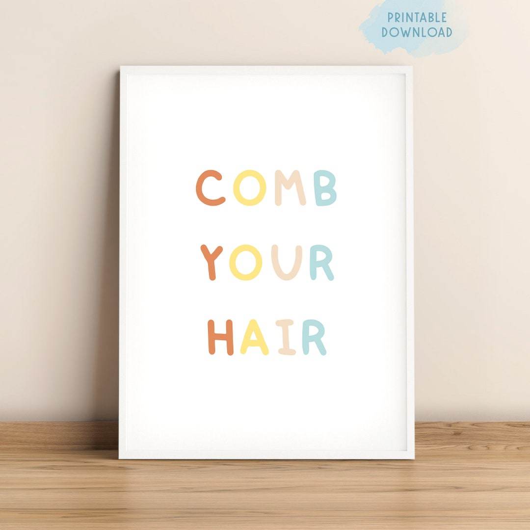 Comb Your Hair Poster, Kids Bathroom Decor, Bathroom Rules Printable ...