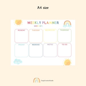 Rainbow Kids Weekly Calendar, Colorful Daily Planner, Homeschool ...