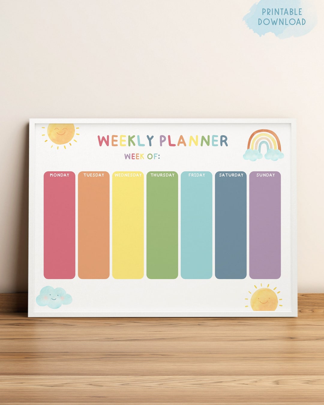 Weekly Planner for Kids, School Routine Chart, Colorful Homeschool ...
