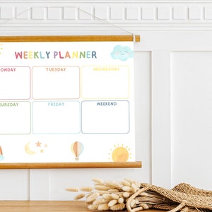 Rainbow Kids Weekly Calendar, Colorful Daily Planner, Homeschool ...