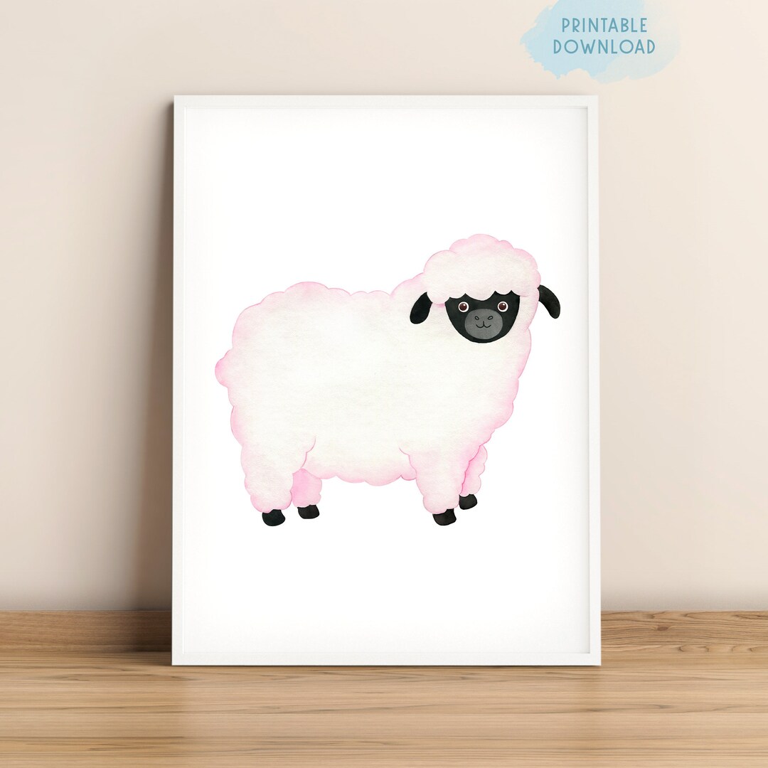 Cute Baby Sheep Nursery Poster, Baby Animal Nursery Wall Art, Farmhouse ...