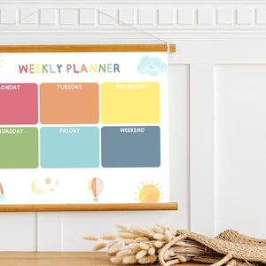 Colorful Kids Weekly Planner, Rainbow Daily Calendar, Cute Homeschool ...