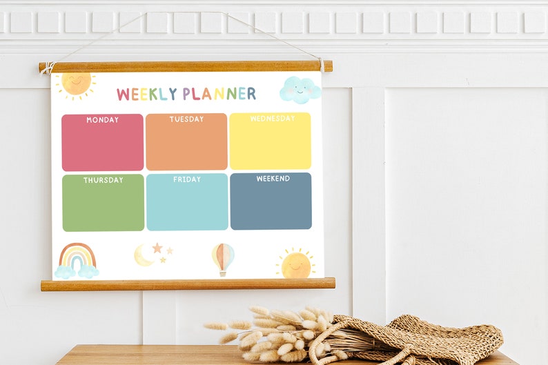 Colorful Kids Weekly Planner Rainbow Daily Calendar Cute - Etsy