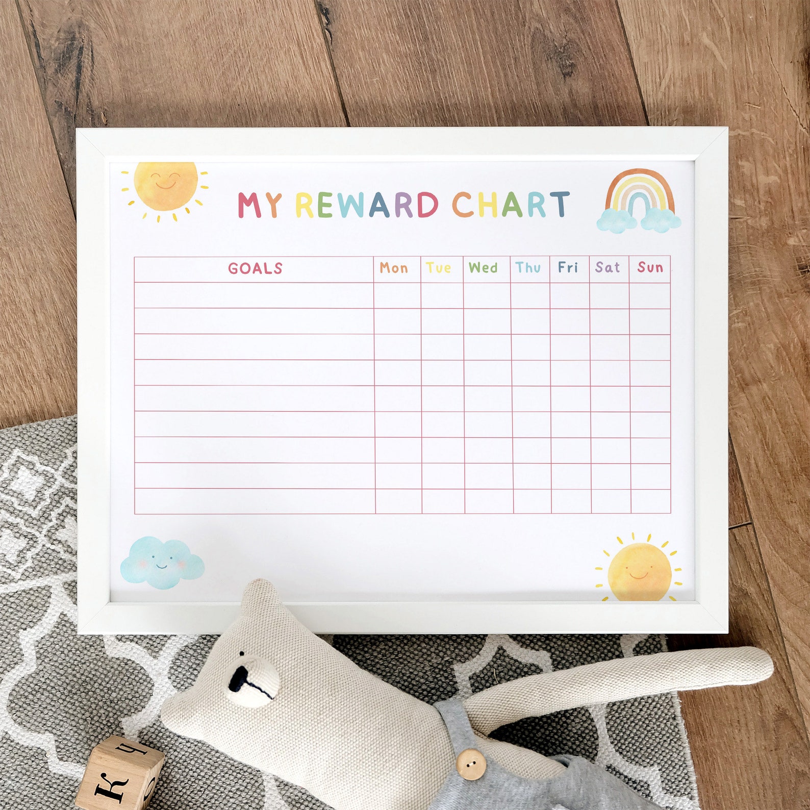 Printable Reward Chart, Toddler Routine Sticker Chart, Rainbow Reward ...