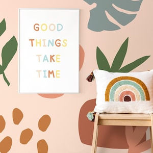 Good Things Take Time Poster, Kids Playroom Printable, Rainbow Nursery ...
