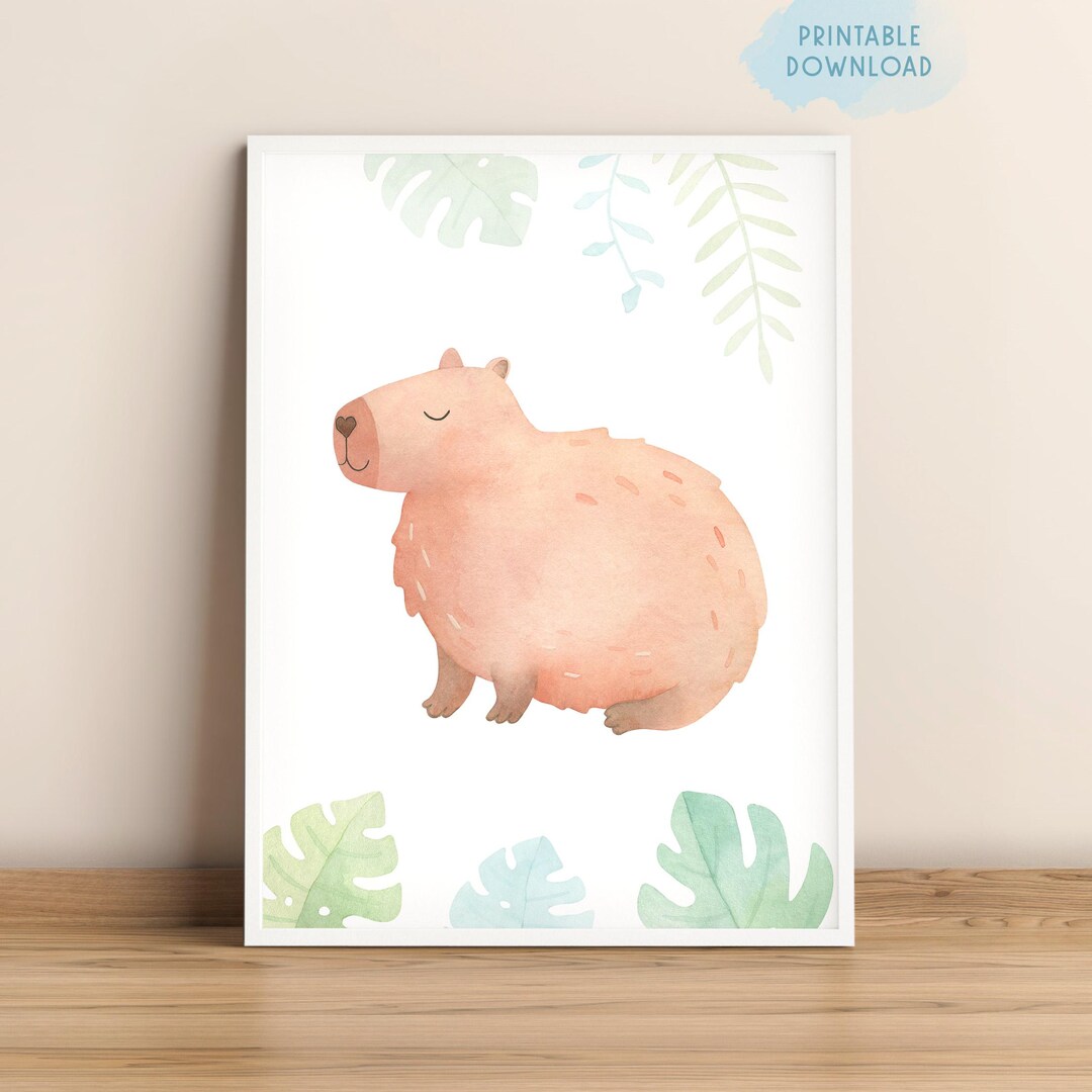 Cute Capybara Print, Jungle Animals Nursery Decor, Amazon Rainforest ...